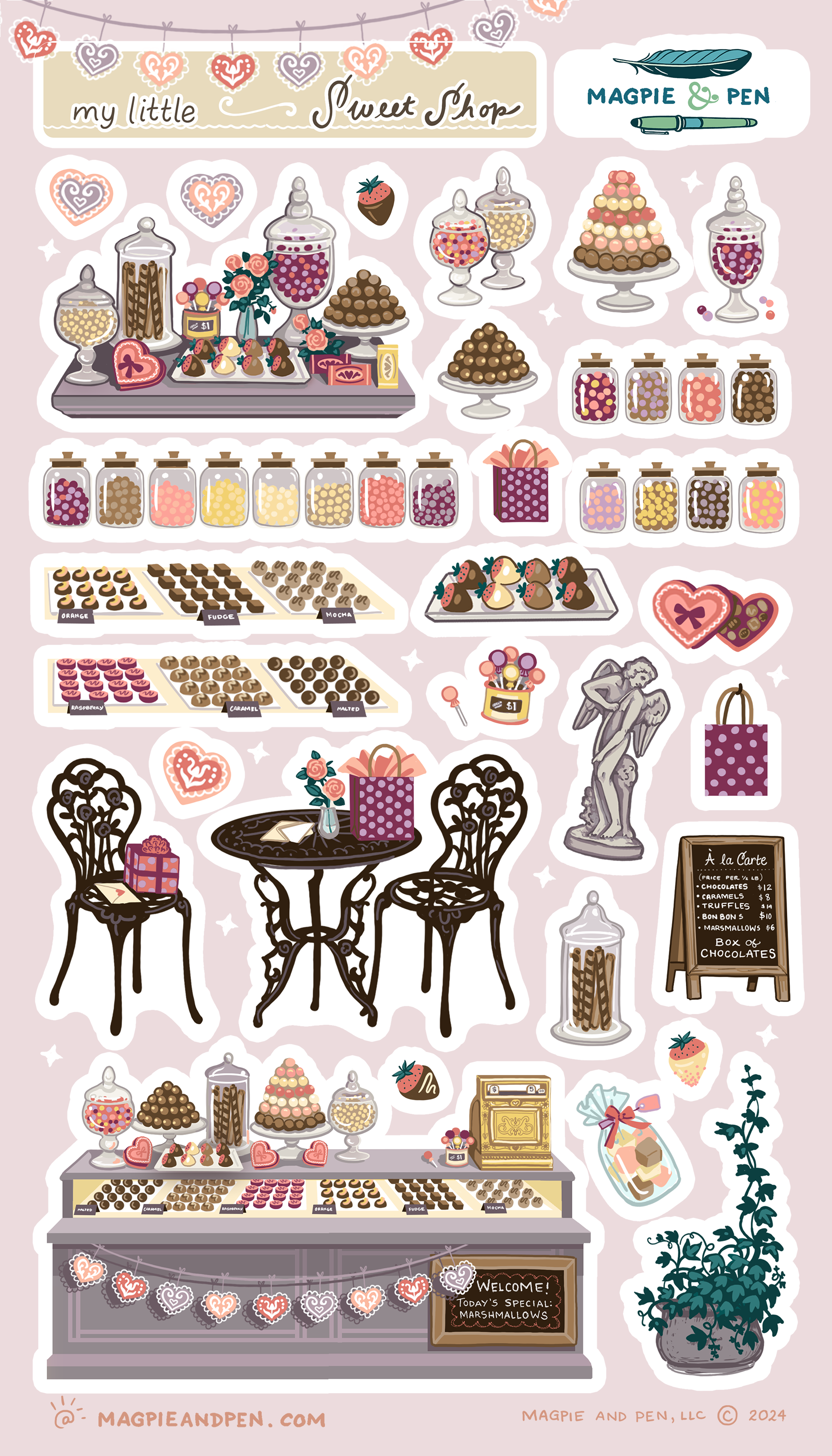 Sweet Shop Stickers - Ink, Paper, String